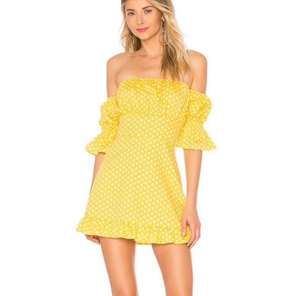 Tularosa | Dresses | Revolve Yellow Polka Dots Dress | Poshmark